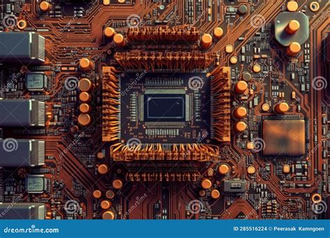 Technology Microchip And Circuit Top View Cpu Ai Generated Stock Illustration Illustration