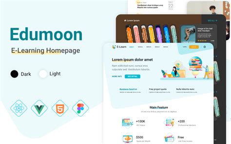 Edumoon Html React Vue Figma Education And E Learning Homepage Template