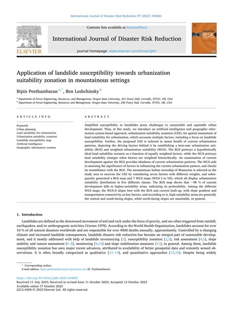 Pdf Application Of Landslide Susceptibility Towards Urbanization