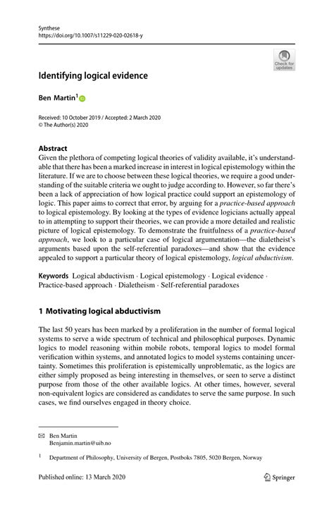 Pdf Identifying Logical Evidence