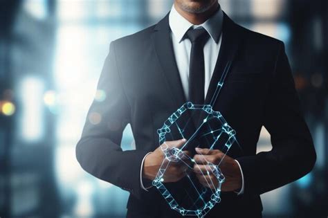 Premium Ai Image Businessman On Blurred Background Using Modern Dna Structure D Rendering