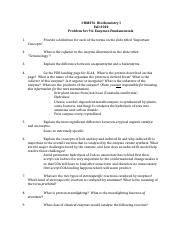 Fundamentals Of Enzymes In Biochemistry CHM Problem Set A Course Hero