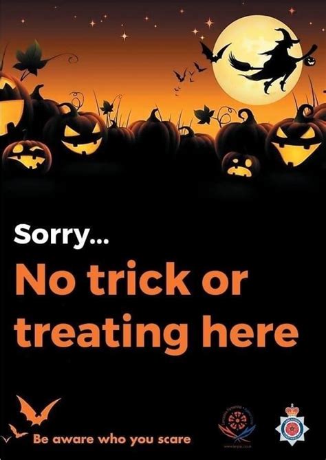 Printable No Trick Or Treating Poster Also Available From Fylde Police