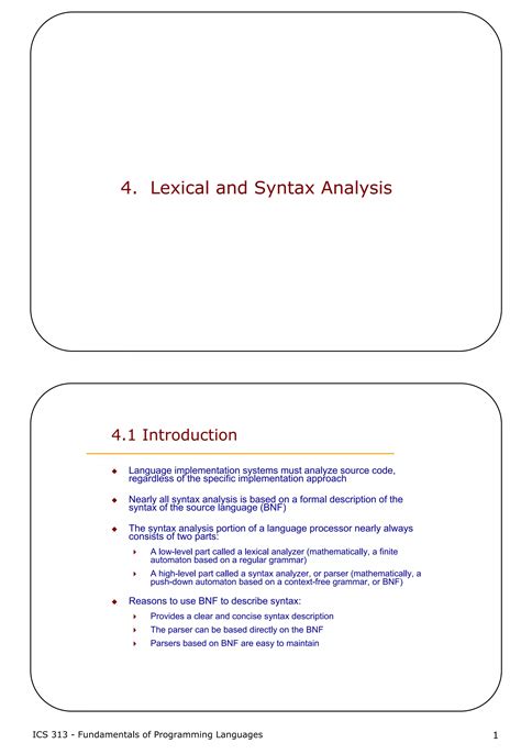 4 Lexical And Syntax Analysis Pdf
