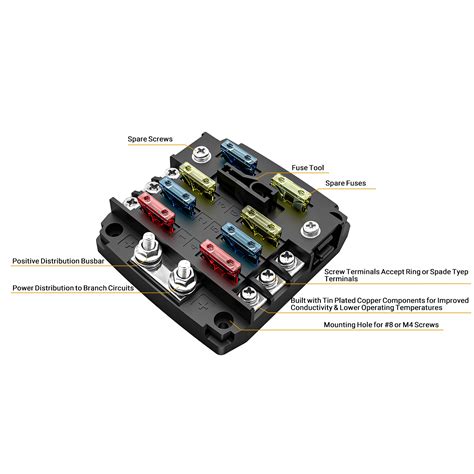 Af6 6 Way Atc Ato Fuse Block 6 Circuit Power Block For Car Rv Truck Boat Utv Atv Bolt
