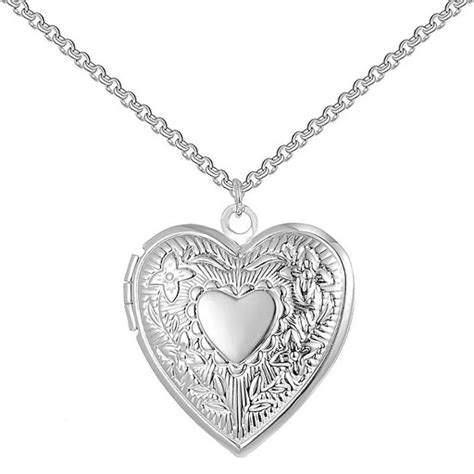 خرید و قیمت گردنبند لاکت قلبی استیل طرح لانا نقره ای لاکت قلب از غرفه