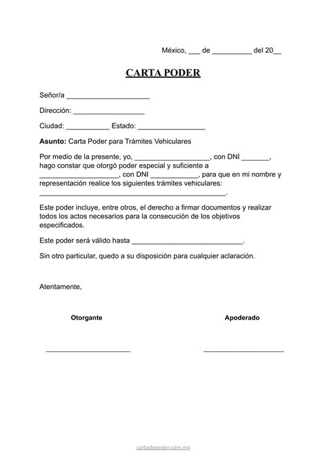 Machote De Carta Poder Para Trámites Vehiculares 2025 ️