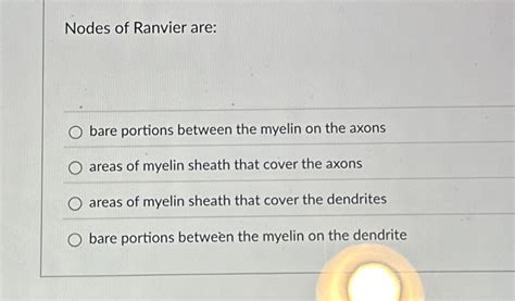 Solved Nodes Of Ranvier Are Bare Portions Between The Myelin