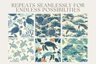 Sea Turtle Seamless Pattern Set Graphic By Inknfolly Creative Fabrica