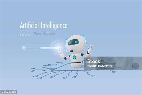 회로 기판의 Ai 채팅 로봇 터치 디지털 다운로드 바 인공 지능 기술 혁명 및 개발 기계 학습 로봇 과학 연구의 구현 3d 벡터 3차원 형태에 대한 스톡 벡터 아트 및 기타