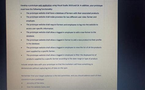 Develop A Prototype Web Application Using Visual Chegg Com