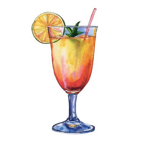 Premium Vector Cocktail Drink Vector Illustration In Watercolour Style