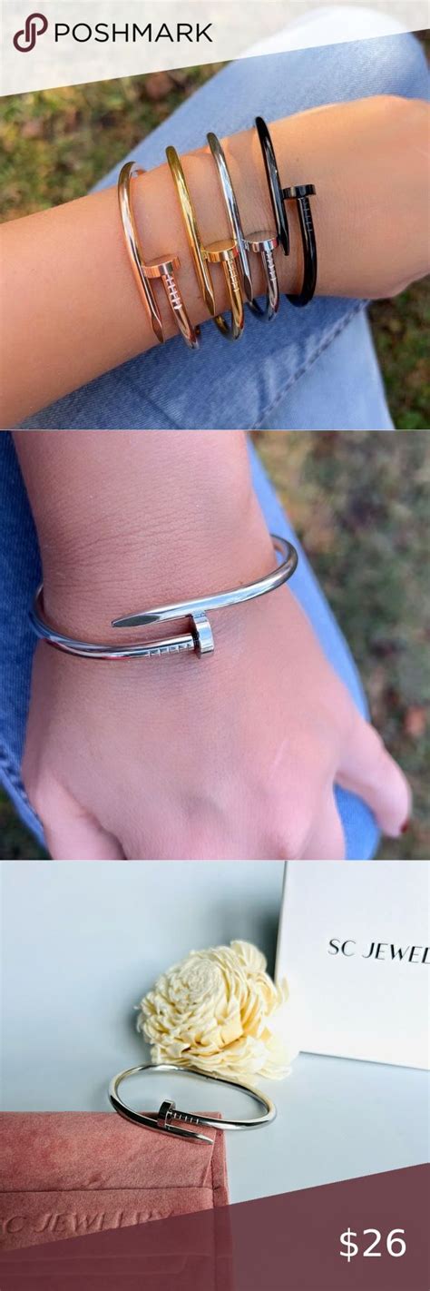 Nail Bracelet 18k Gold Filled Silver Black Color Love Bracelet Nail