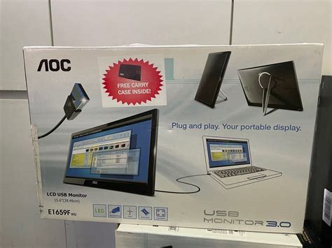 AOC E1659FWU Ultra Slim USB 3 0 Powered Portable LED Monitor W Case Black 16 Inch Computers