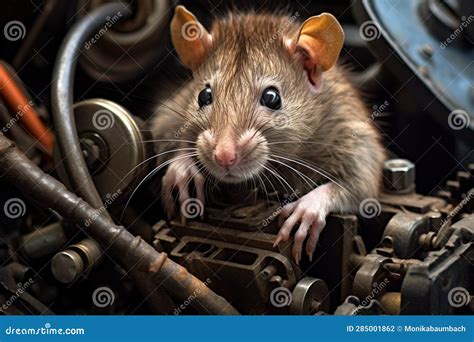 Rat Rodent Inside Car Engine Stock Illustration Illustration Of