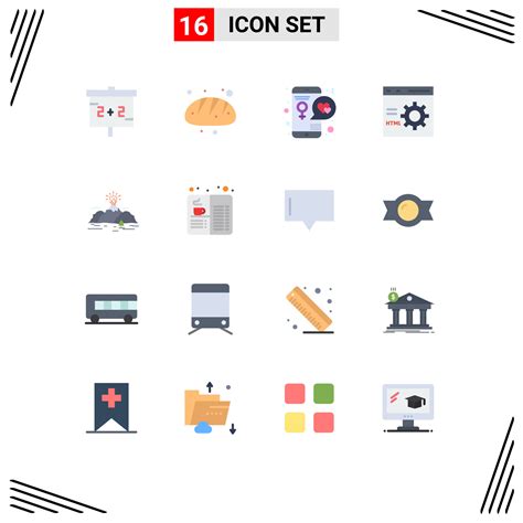 Set Of 16 Modern Ui Icons Symbols Signs For Nature Development Day Develop Browser Editable Pack