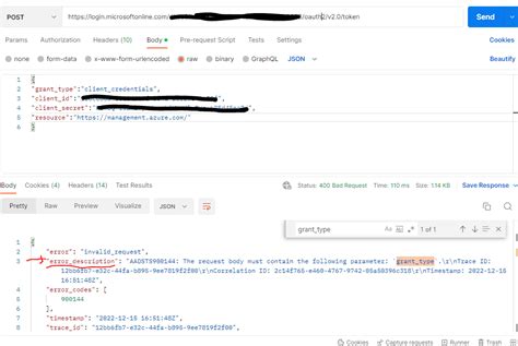 rest error getting authentication to azure data factory stack overflow