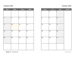 October Calendar With Notes Wikidates Org