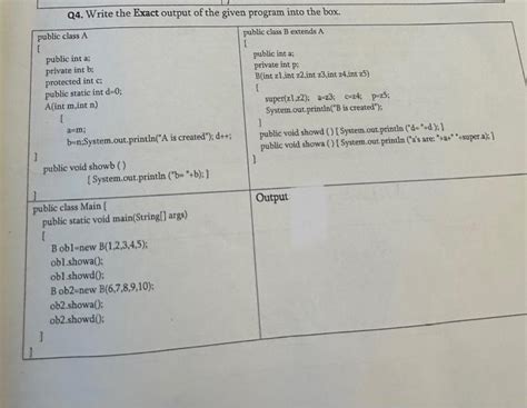 Solved Q4 Write The Exact Output Of The Given Program Into