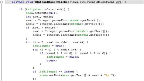 Source Code Program Cetak Bilangan Prima Kelipatan Ganjil Genap
