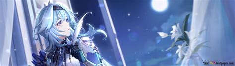 Alone Eula Watching Moon Night Genshin Impact 2k Wallpaper Download