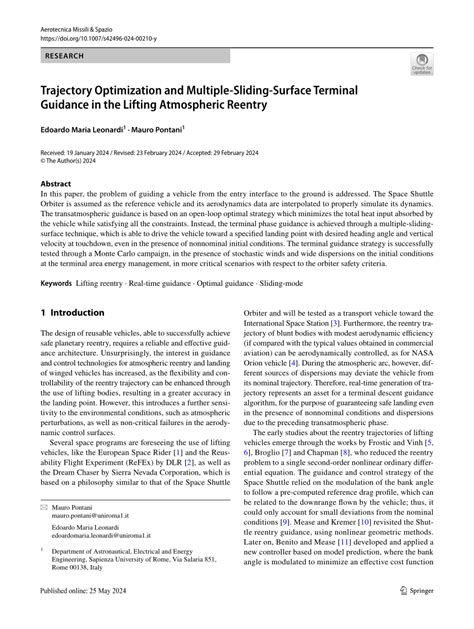Pdf Trajectory Optimization And Multiple Sliding Surface Terminal Guidance In The Lifting