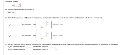 Solved Consider The Following A Compute The Chegg Com