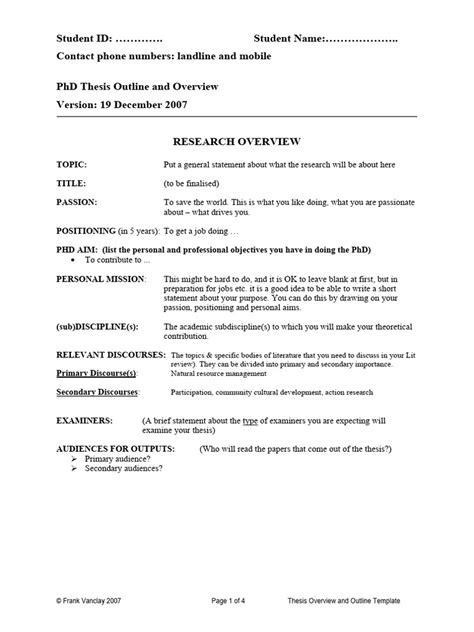 Thesisoutlinetemplate Pdf Thesis Methodology