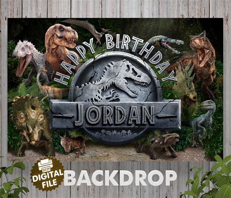 Dinosaur Birthday Backdrop Jurassic World Birthday Banner Etsy
