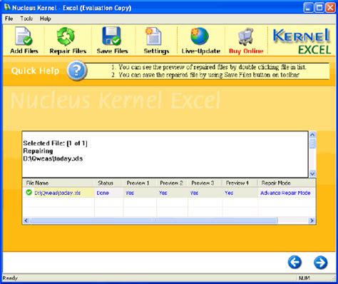 nucleus kernel excel file recovery screenshots