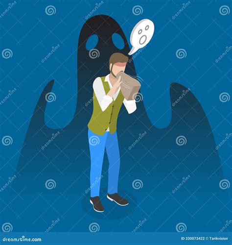 3d Isometric Flat Vector Illustration Of Panic Attack Stock Vector