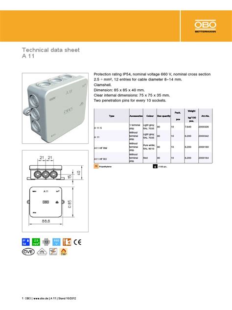 Technical Data Sheet A11 1 Obo Obode A 11 Stand 102012