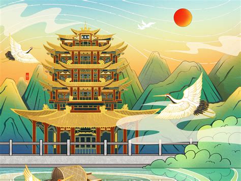 国风建筑插画系列一化北溟宇 站酷zcool