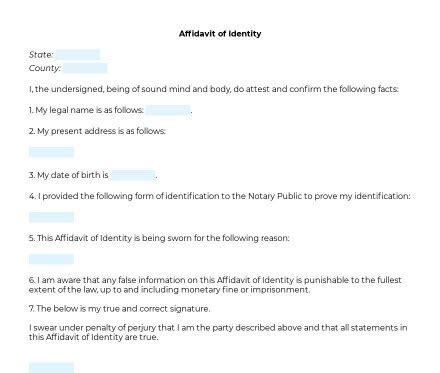 Affidavit Of Identity Word And Pdf Template Legalscrolls