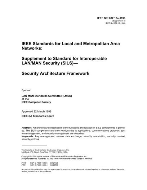 Ieee Standards For Local And Metropolitan Area Networks