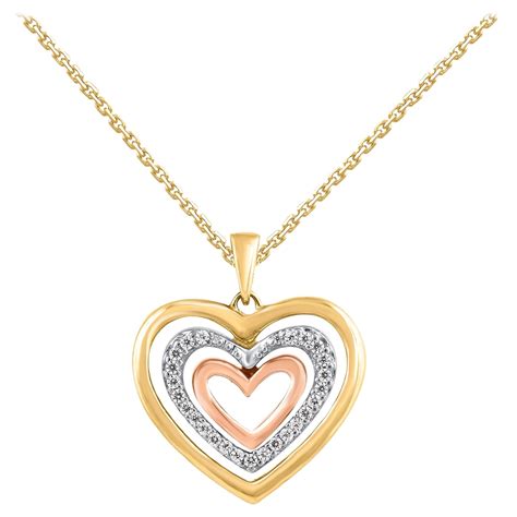Tjd 004 Carat Round Diamond 14 Karat Yellow Gold Heart Pendant
