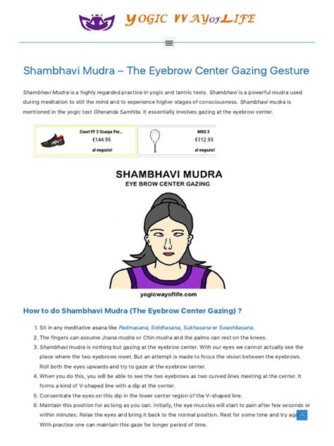Shambhavi Mudra The Eyebrow Center Gazing Gesture Pdf Pdf Yoga