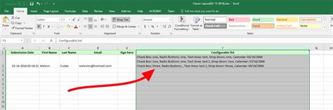 getting the entries from the configurable list widget to export into