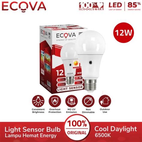 Jual Lampu Led W Sensor Cahaya Ecova Bohlam Light Sensor Bulb
