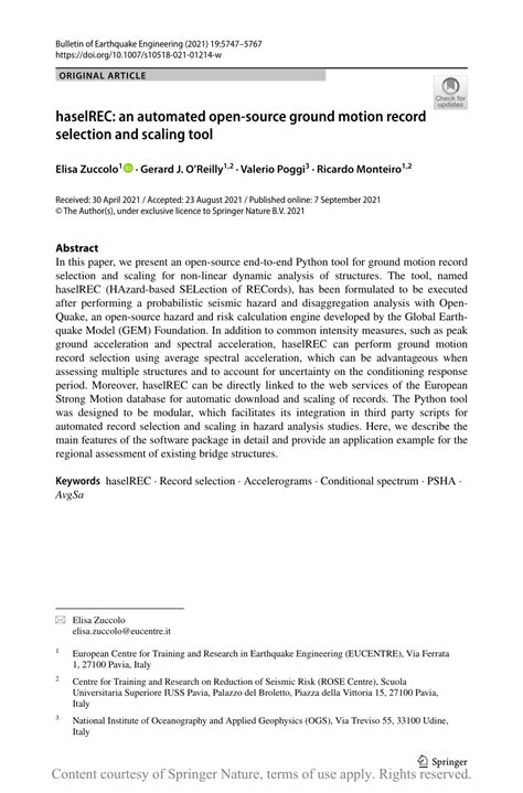 Haselrec An Automated Open Source Ground Motion Record Selection And