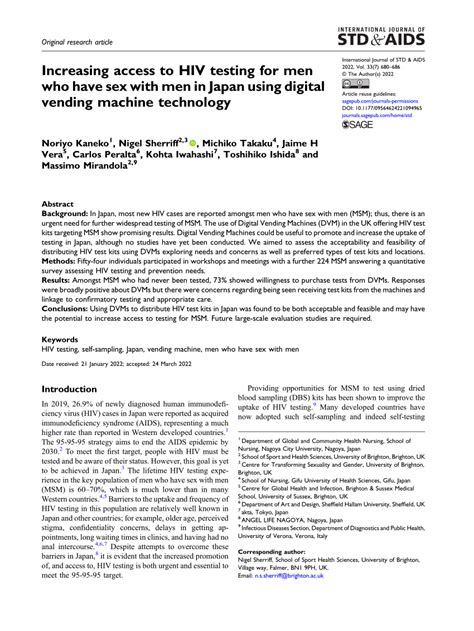 Pdf Increasing Access To Hiv Testing For Men Who Have Sex With Men In Japan Using Digital