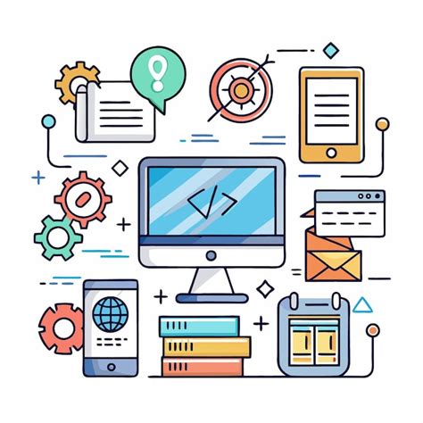 Colorful Illustration With Icons Representing Web Development Coding
