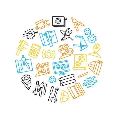 Premium Vector Engineering Thin Line Round Design Template Vector