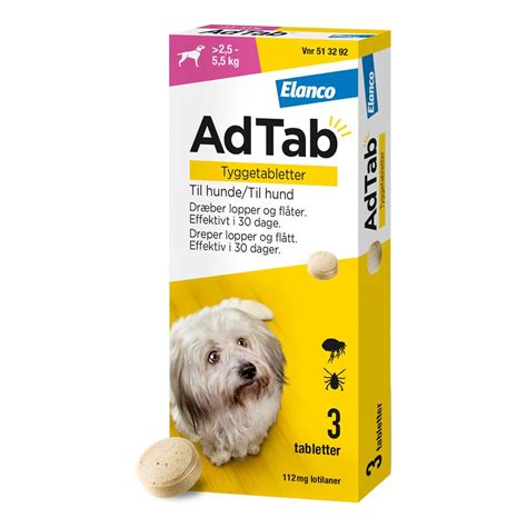 Køb Adtab Tyggetabletter Til Hund 2 5 5 5 Kg 112 Mg Med24 Dk