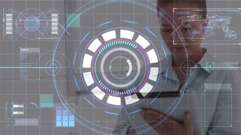 Animation Of Data Processing And Scope Scanning Over Asian Female