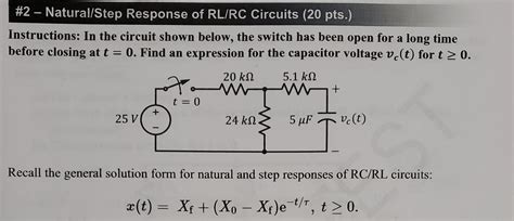 Solved 2 Natural Step Response Of Rl Rc Circuits 20