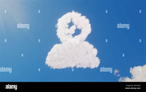3d Rendering Of White Fluffy Clouds In Shape Of Symbol Of Person With Cogwheel In Head On Blue