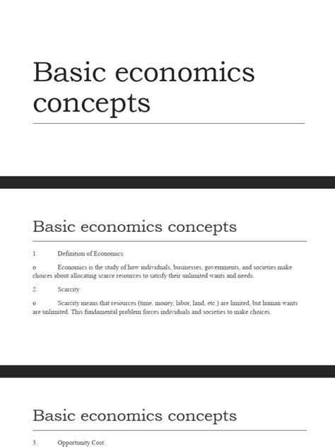 Basic Economics Concepts Pdf Economics Demand