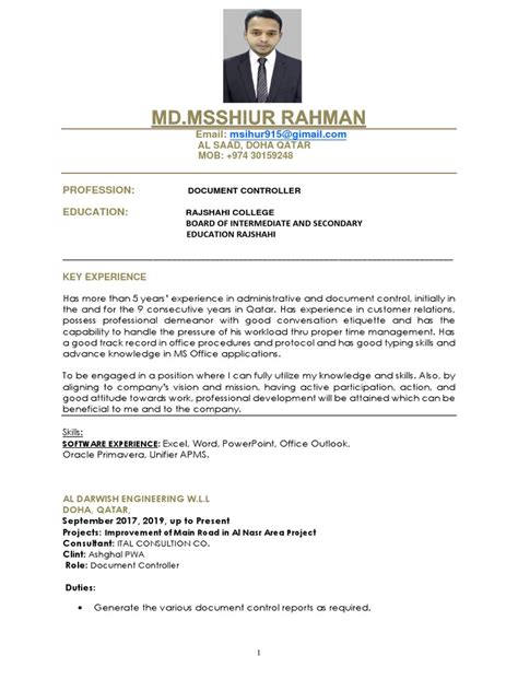 Document Controller Cv Pdf Computing Business