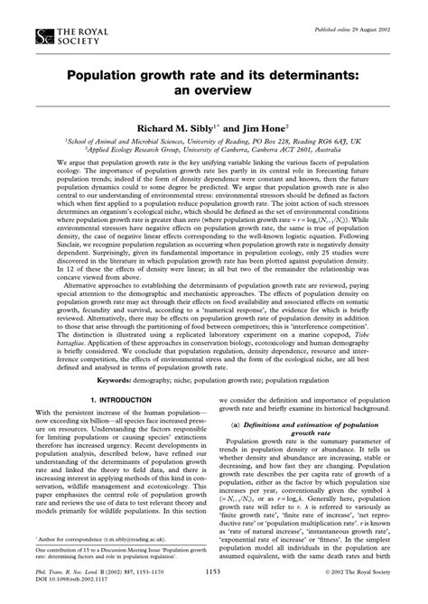 Pdf Population Growth Rate And Its Determinants An Overview